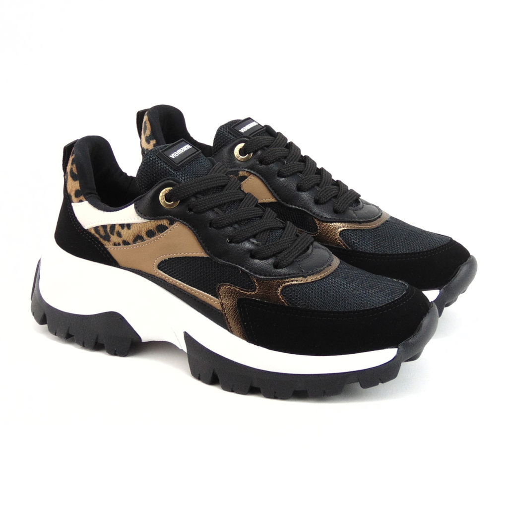 Zapatilla Via Marte 022-008-01 Negro/Camel/Beige - Montella